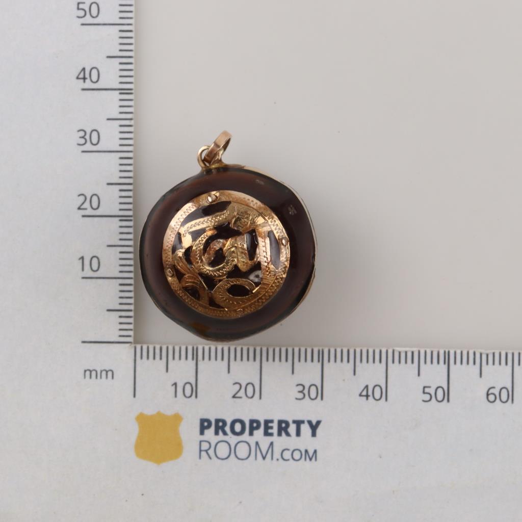 10kt Gold Accent with Brown Ball Pendant | Property Room
