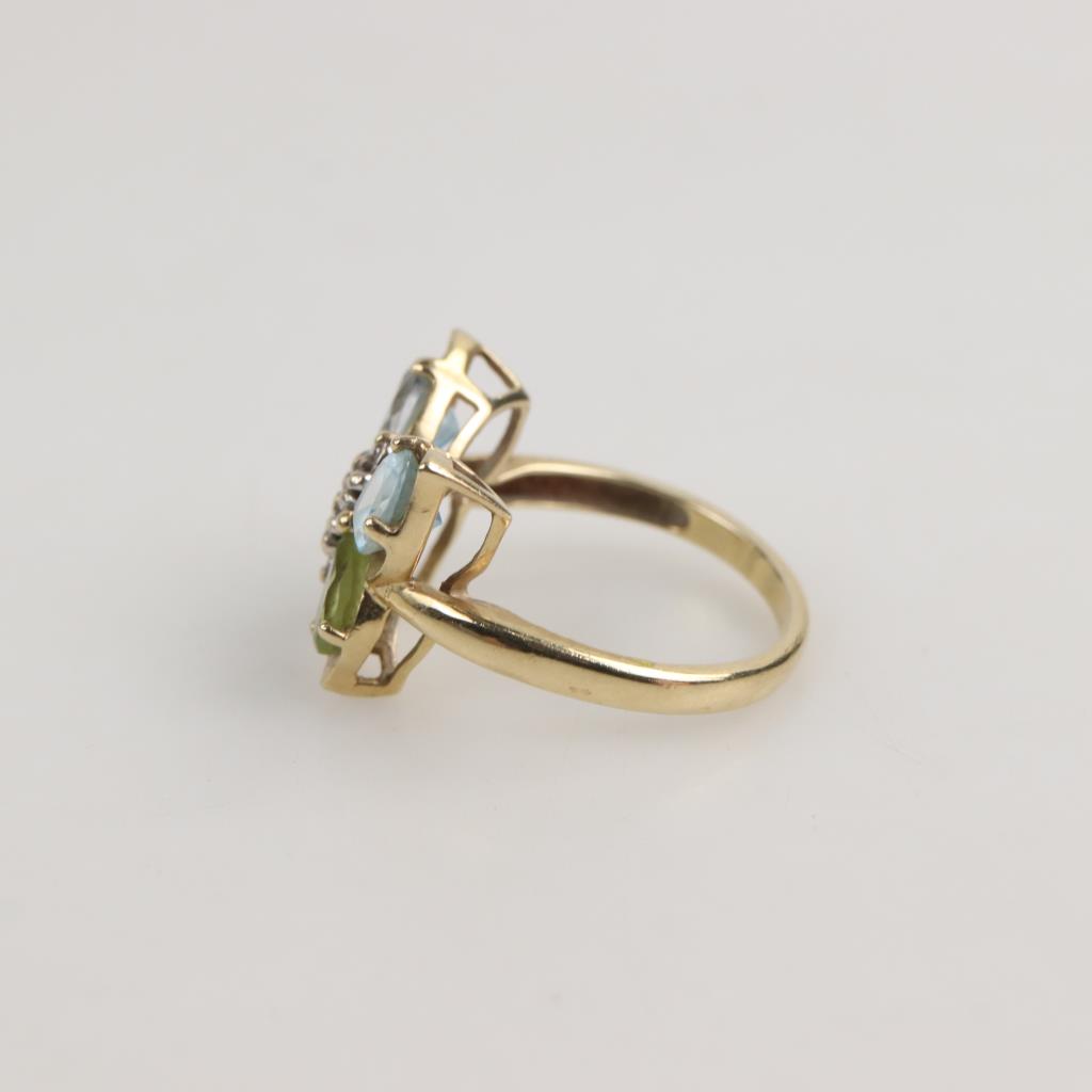 10kt Gold Blue, Green Stone Diamond Accented Ring | Property Room
