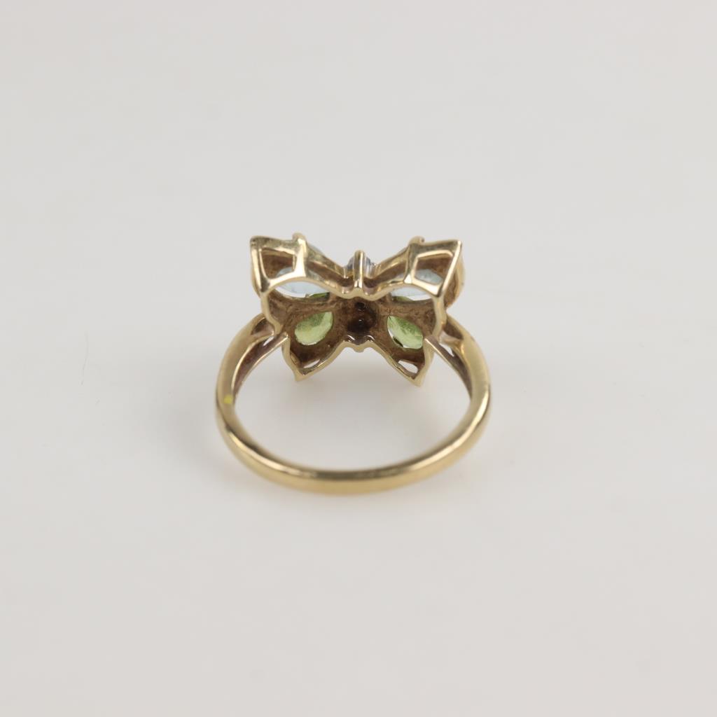10kt Gold Blue, Green Stone Diamond Accented Ring | Property Room