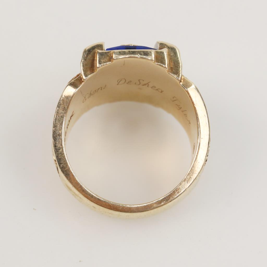 10kt Gold Blue Stone Diamond Accent Class Signet Ring | Property Room