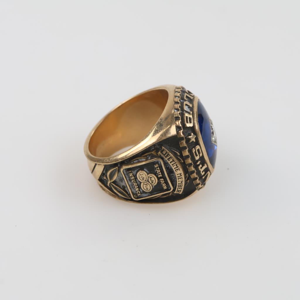 10kt Gold Blue Stone Diamond Accent State Farm President's Club Ring ...