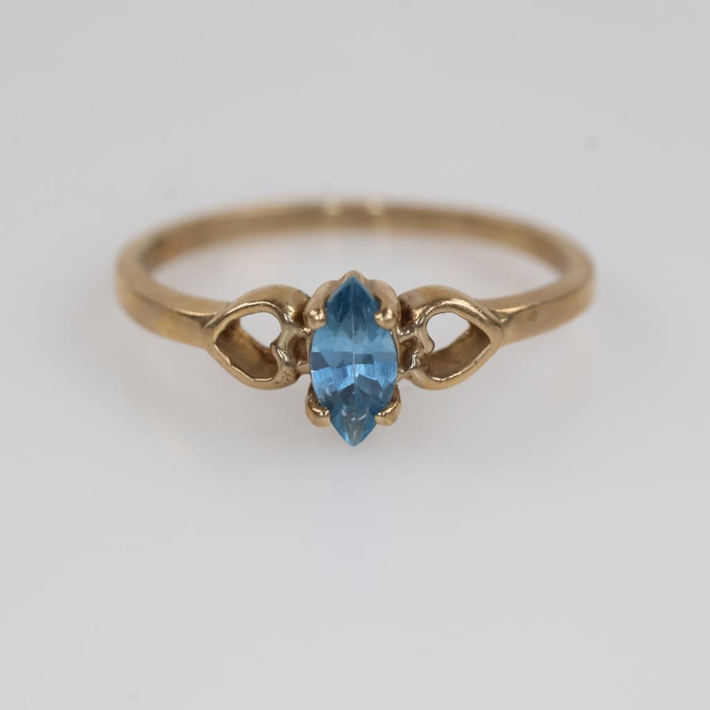 10kt Gold Blue Stone Heart Ring | Property Room