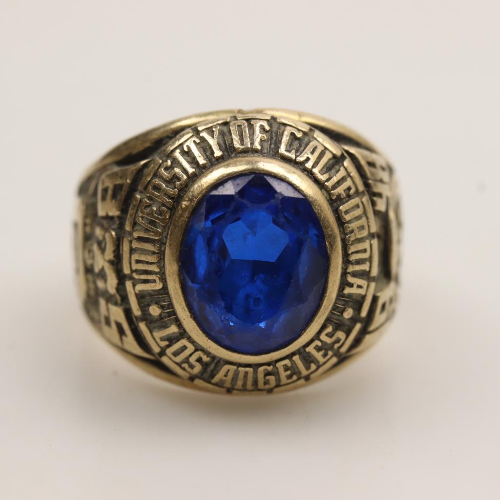 10kt Gold Blue Synthetic Spinel Class Ring | Property Room