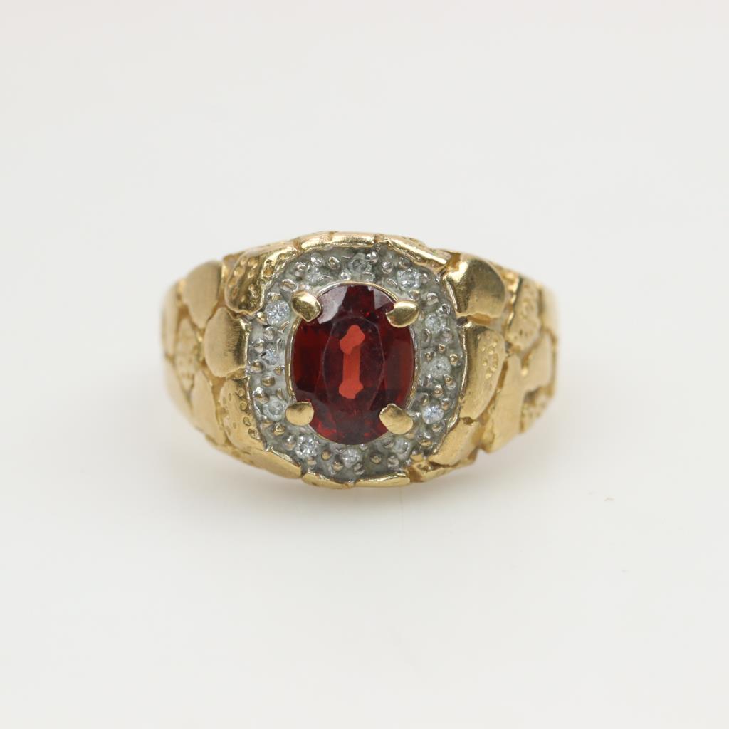 10kt Gold Brown Stone And Diamond Accent Ring | Property Room