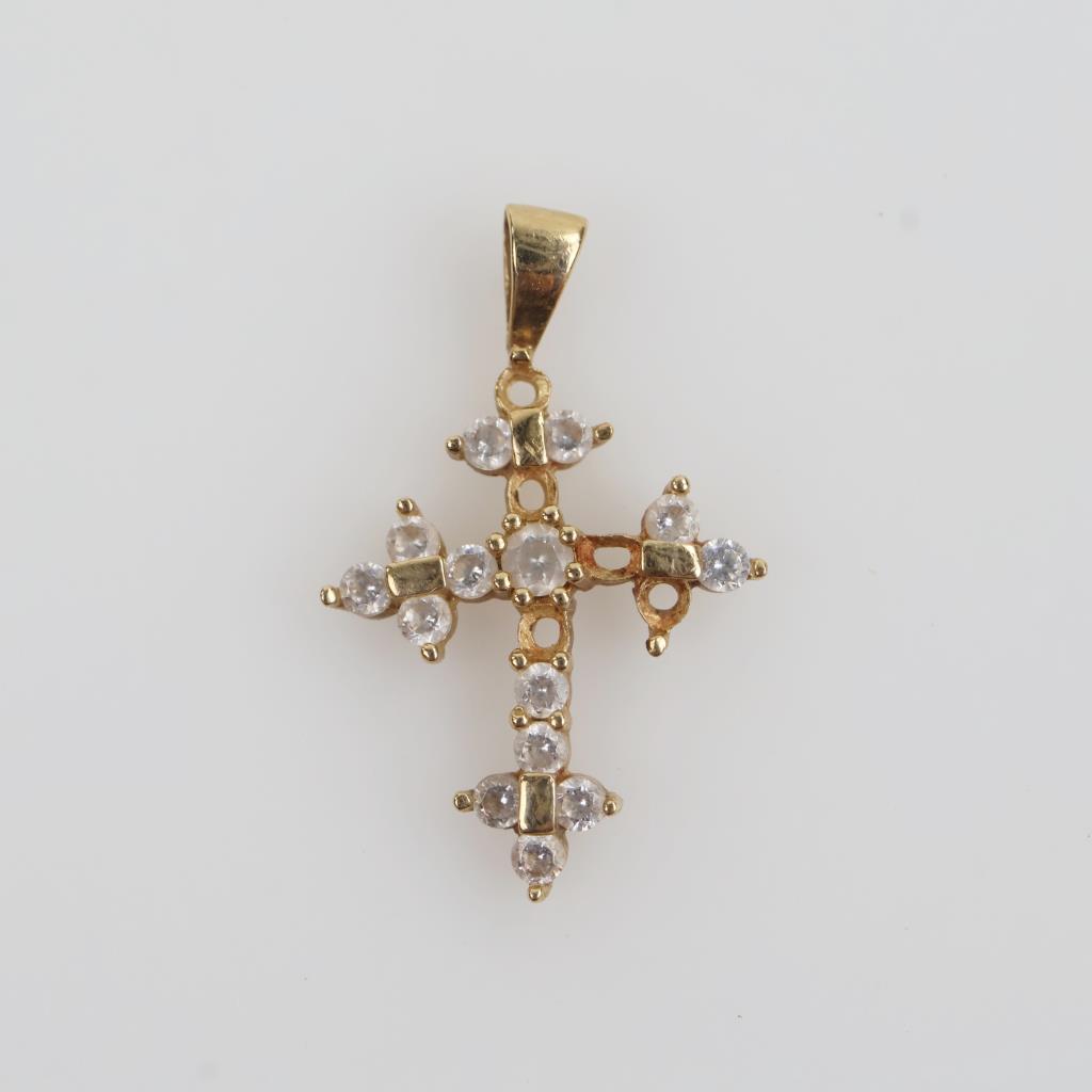 10kt Gold Clear Stone Cross Pendant | Property Room