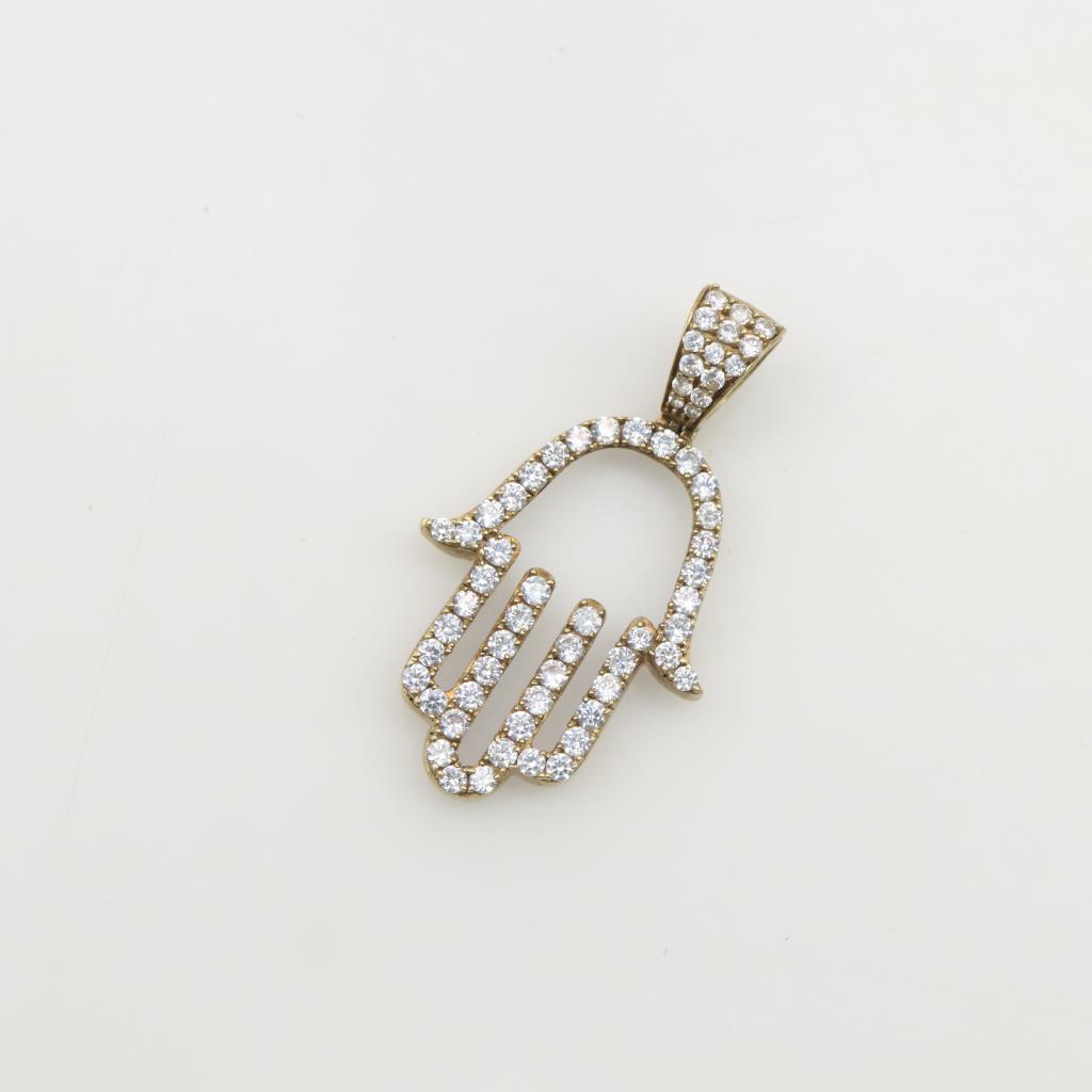 10kt Gold Clear Stone Hand Pendant | Property Room
