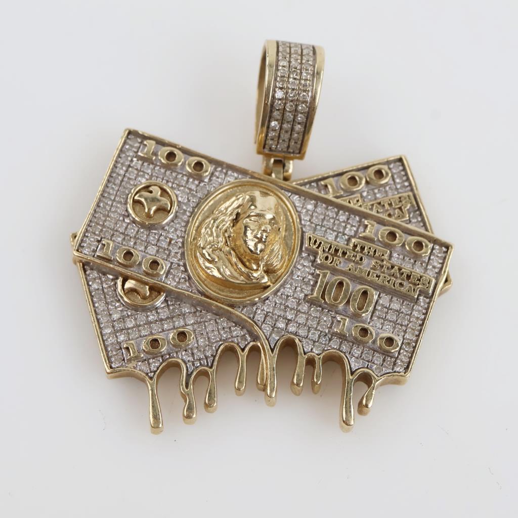 10kt Gold Clear Stone Mone Pendant | Property Room