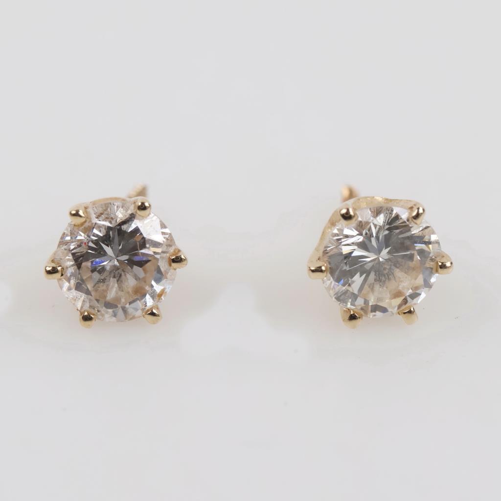 10kt Gold Clear Stone Stud Earrings | Property Room