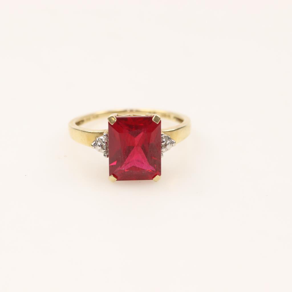10kt Gold Diamond And Red Ruby Ring | Property Room