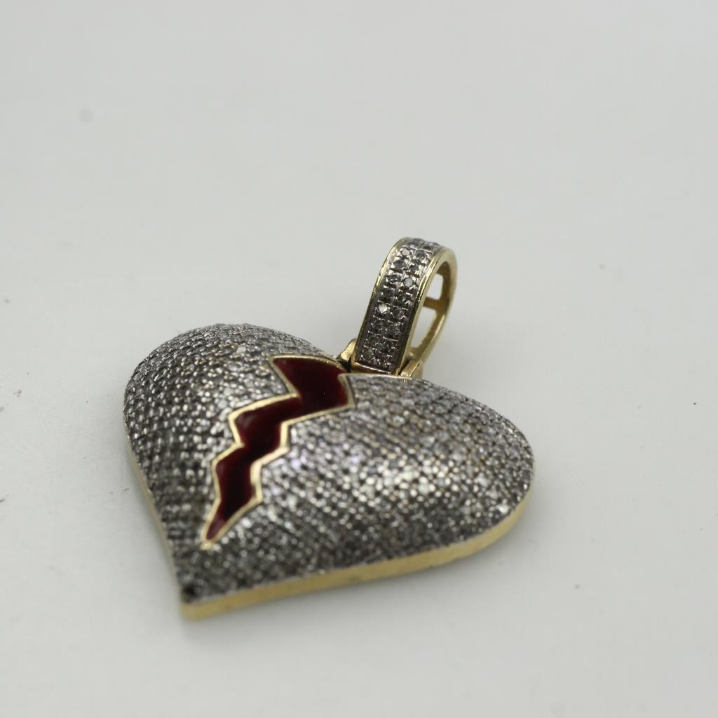 10kt Gold Diamond Broken Heart Pendant | Property Room
