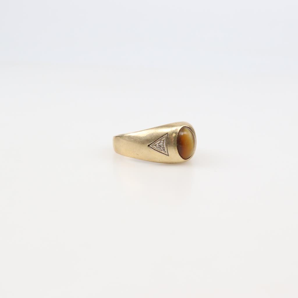 10kt Gold Diamond Brown Stone Ring | Property Room
