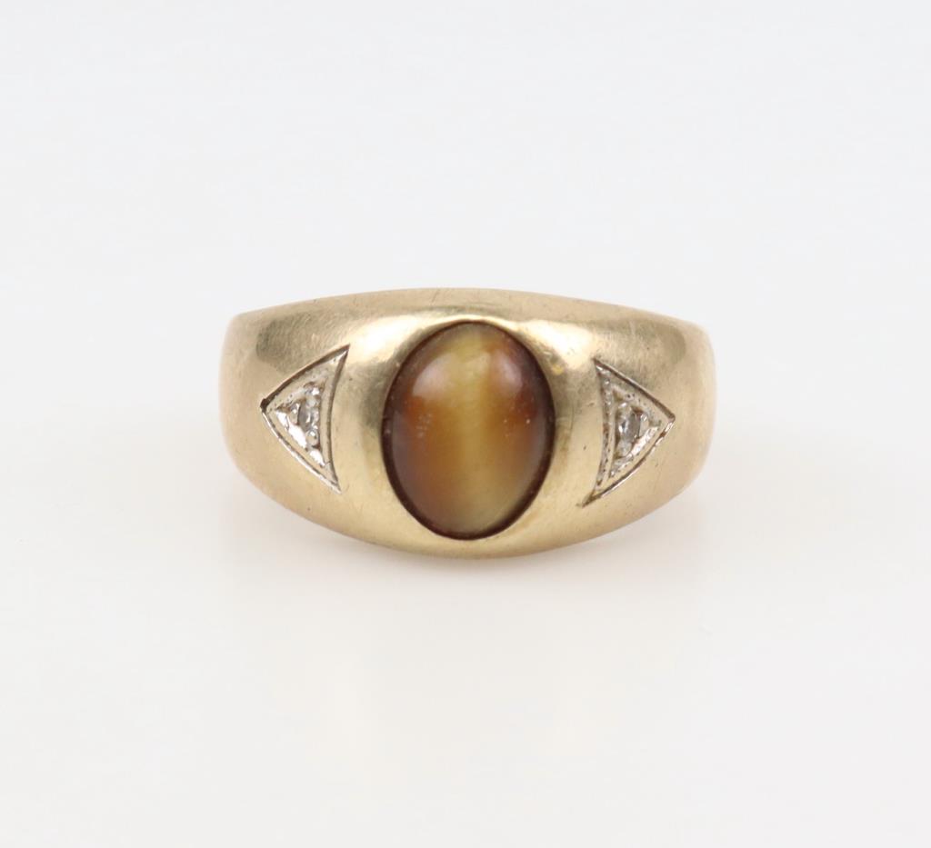 10kt Gold Diamond Brown Stone Ring | Property Room