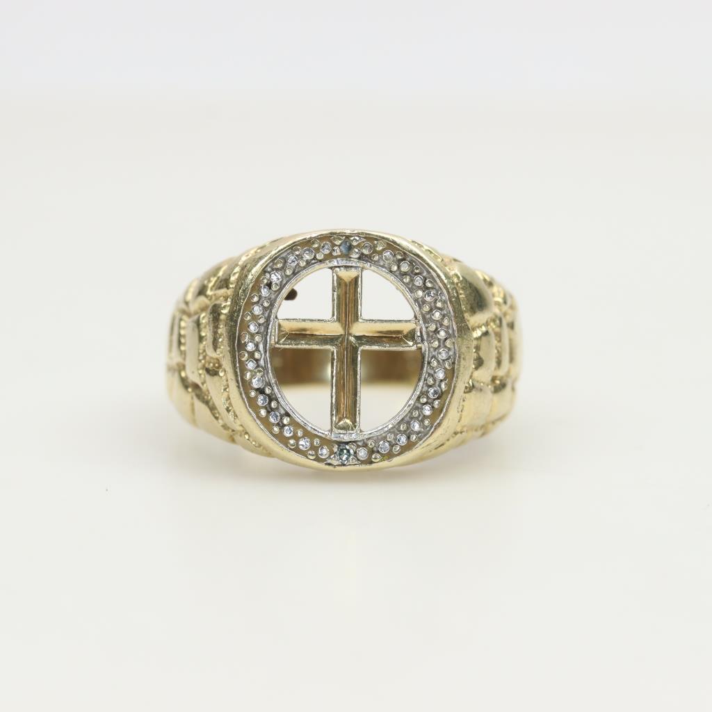 10kt Gold Diamond Cross Ring | Property Room