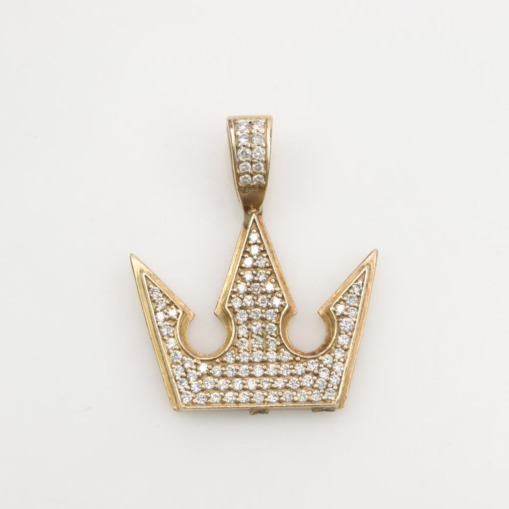 10kt Gold Diamond Crown Pendant | Property Room