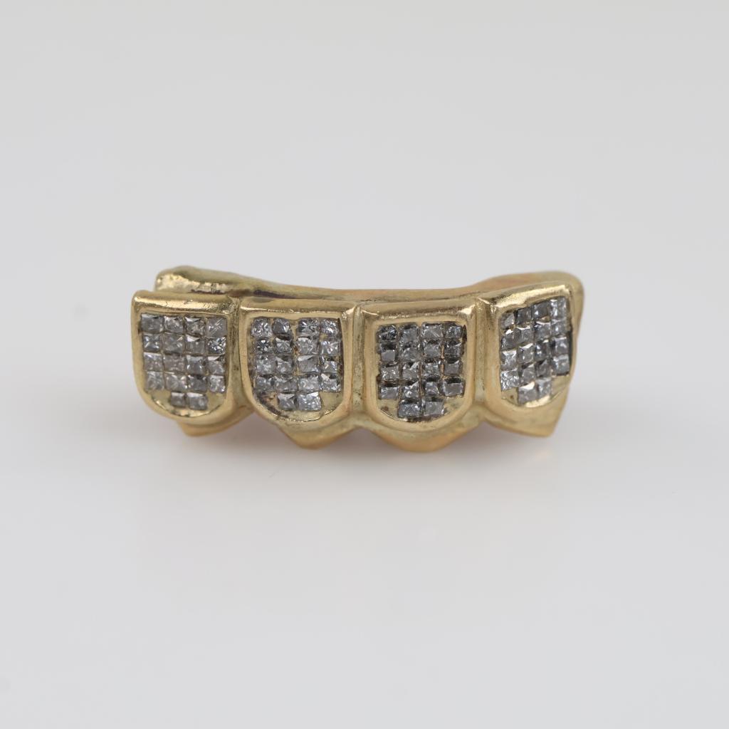 10kt Gold Diamond Dental Grill | Property Room