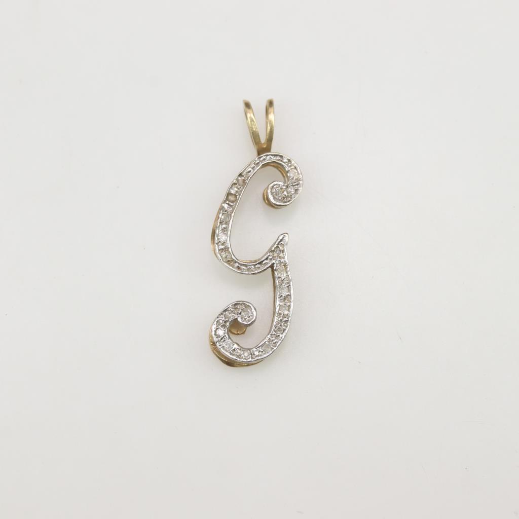 10kt Gold Diamond G Pendant | Property Room