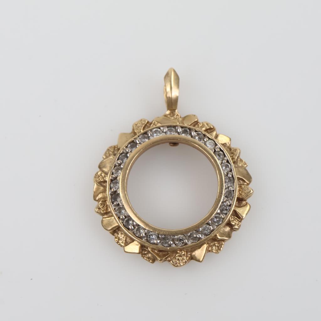 10kt Gold Diamond Nugget Frame Pendant | Property Room