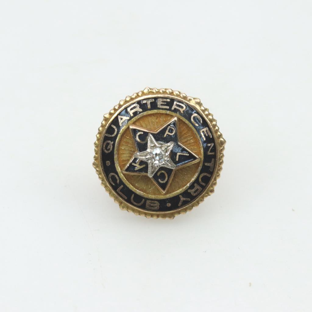 10kt Gold Diamond Quarter Century Club Pin | Property Room