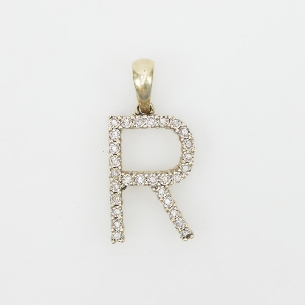 10kt Gold Diamond R Pendant | Property Room