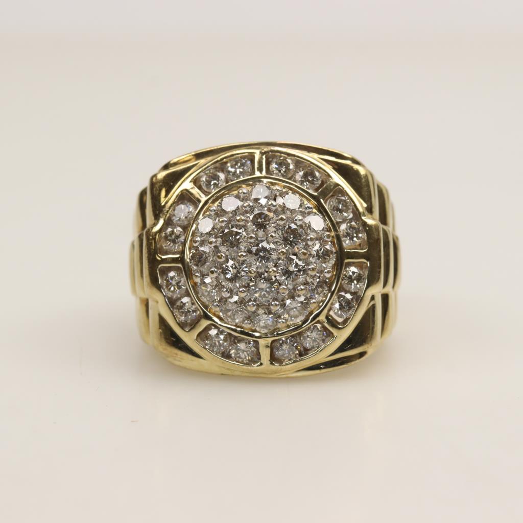 10kt Gold Diamond Rolex Style Signet Ring | Property Room