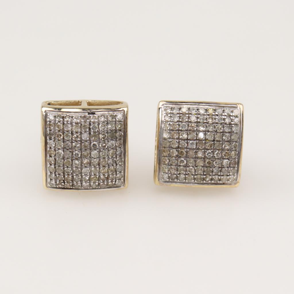 10kt Gold Diamond Square Stud Earrings | Property Room