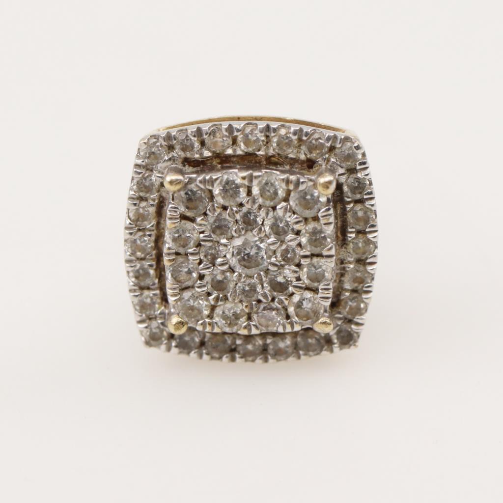 10kt Gold Diamond Square Stud Single Earring | Property Room