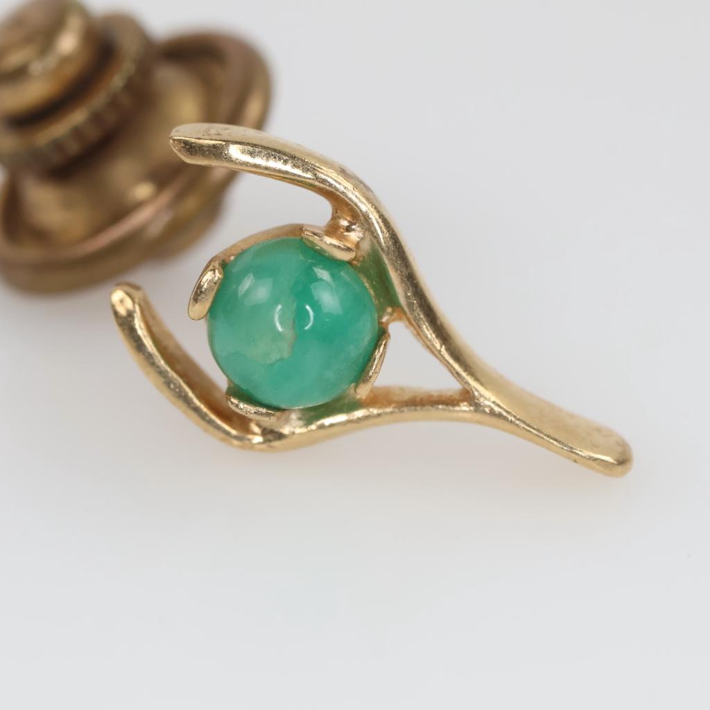 10kt Gold Green Stone Pin | Property Room