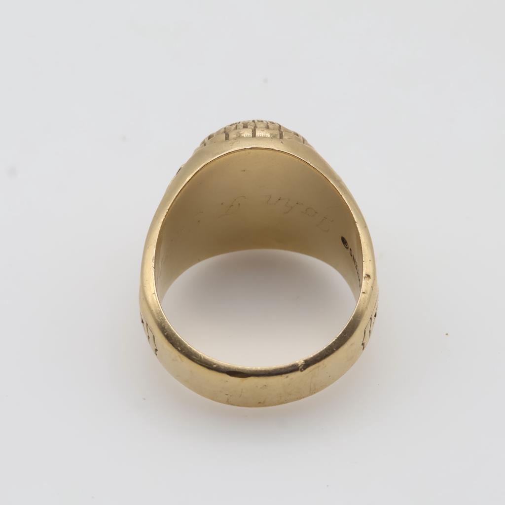10kt Gold Green Stone Signet Class Ring | Property Room
