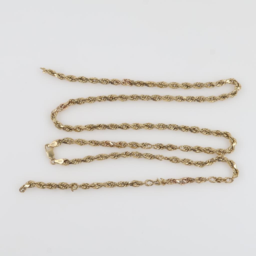 10kt Gold Hollow Rope Chain Necklace | Property Room