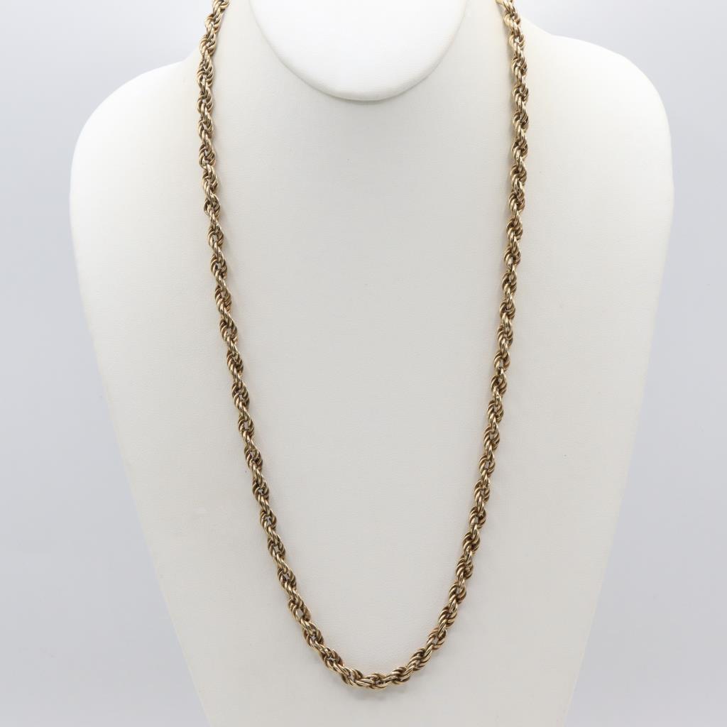 10kt Gold Hollow Rope Chain Necklace | Property Room