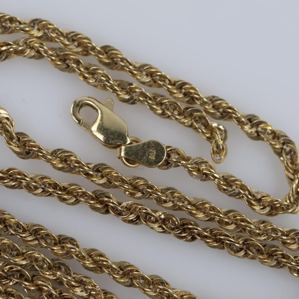 10kt Gold Hollow Rope Chain Necklace | Property Room