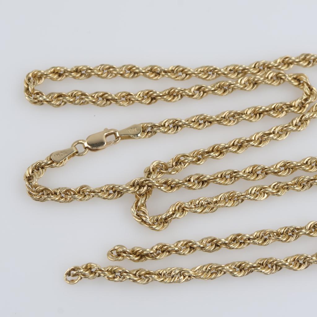 10kt Gold Hollow Rope Chain Necklace | Property Room