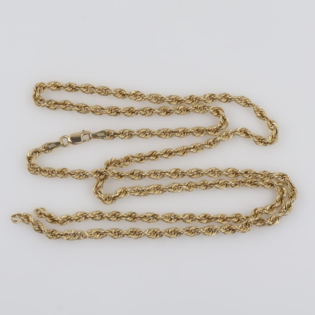 10kt Gold Hollow Rope Chain Necklace | Property Room