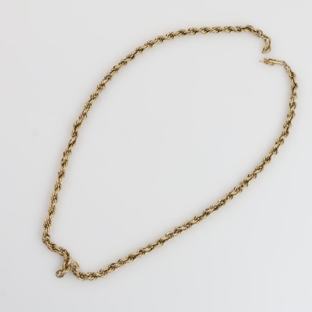10kt Gold Hollow Rope Chain Necklace | Property Room