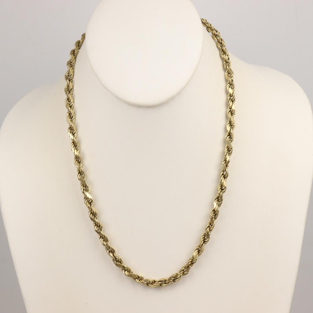 10kt Gold Hollow Rope Chain Necklace | Property Room