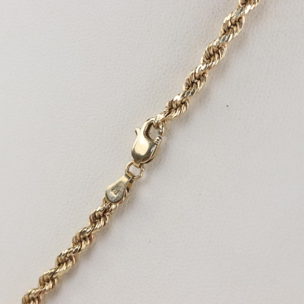10kt Gold Hollow Rope Chain Necklace | Property Room