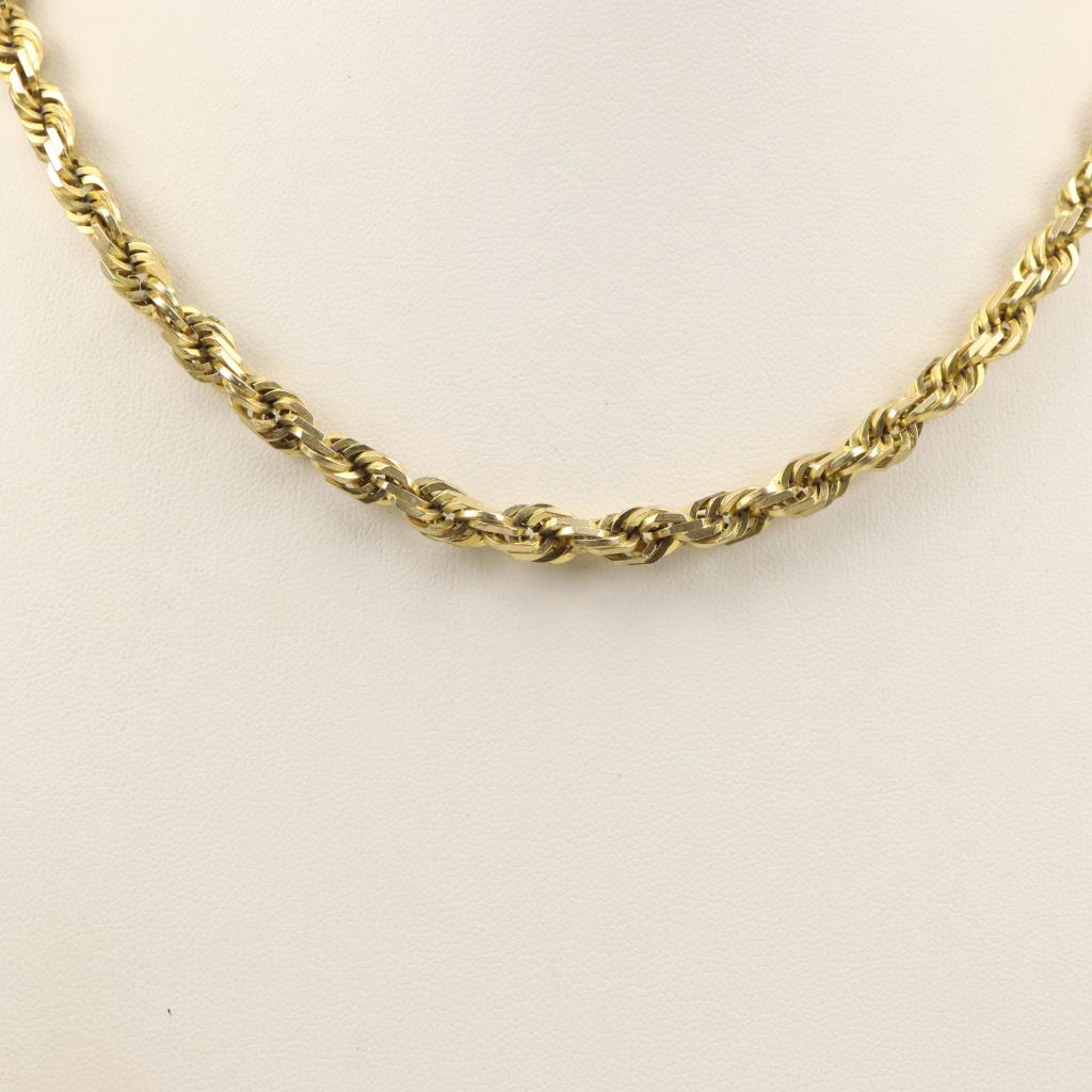 10kt Gold Hollow Rope Chain Necklace | Property Room