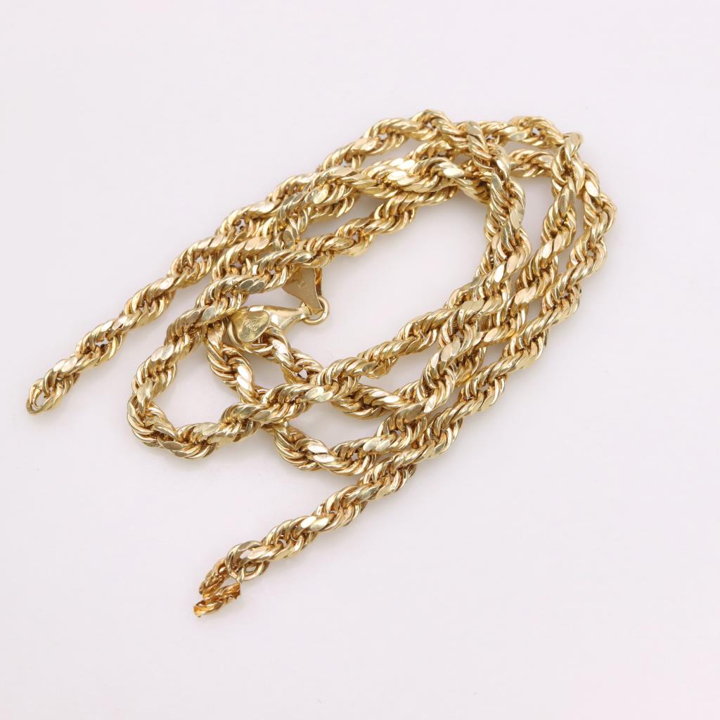 10kt Gold Hollow Twisted Rope Necklace | Property Room