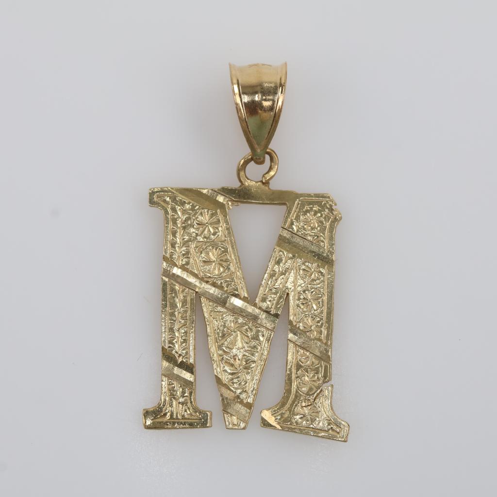 10kt Gold Letter M Pendant | Property Room