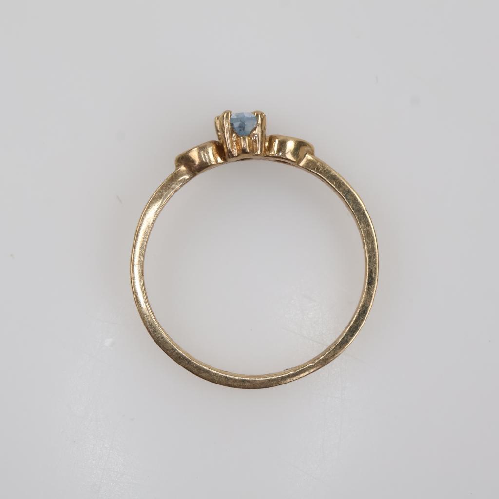 10kt Gold Light Blue Stone Heart Ring | Property Room