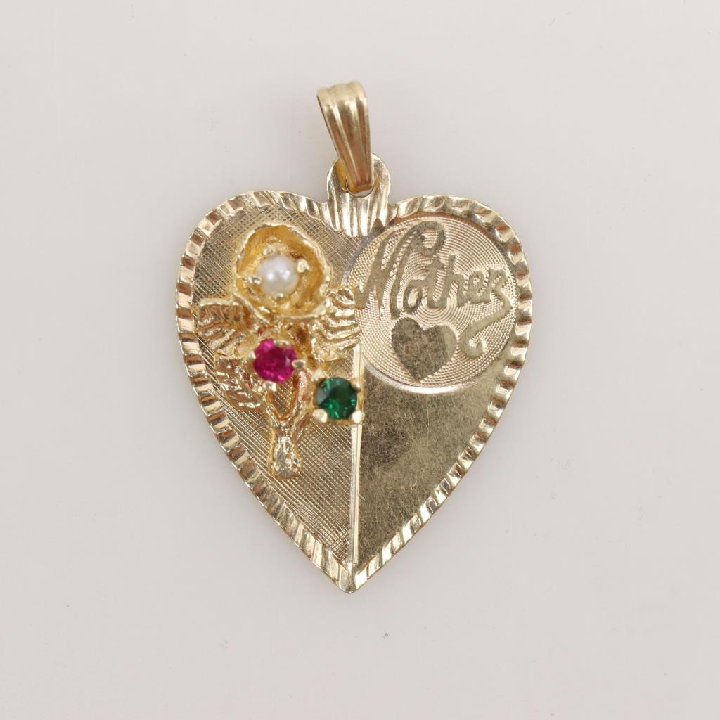 10kt Gold Multi Color Stone Mothers Pendant | Property Room
