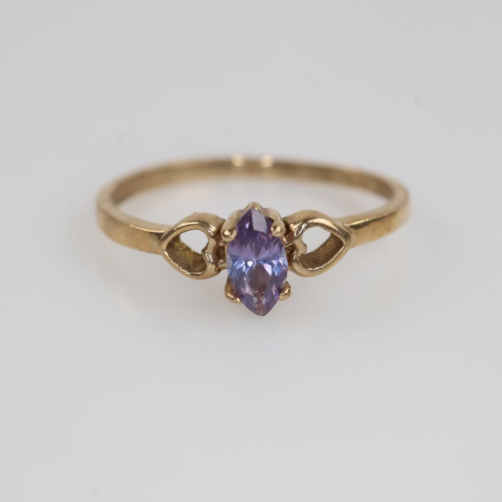 10kt Gold Purple Stone Heart Ring | Property Room