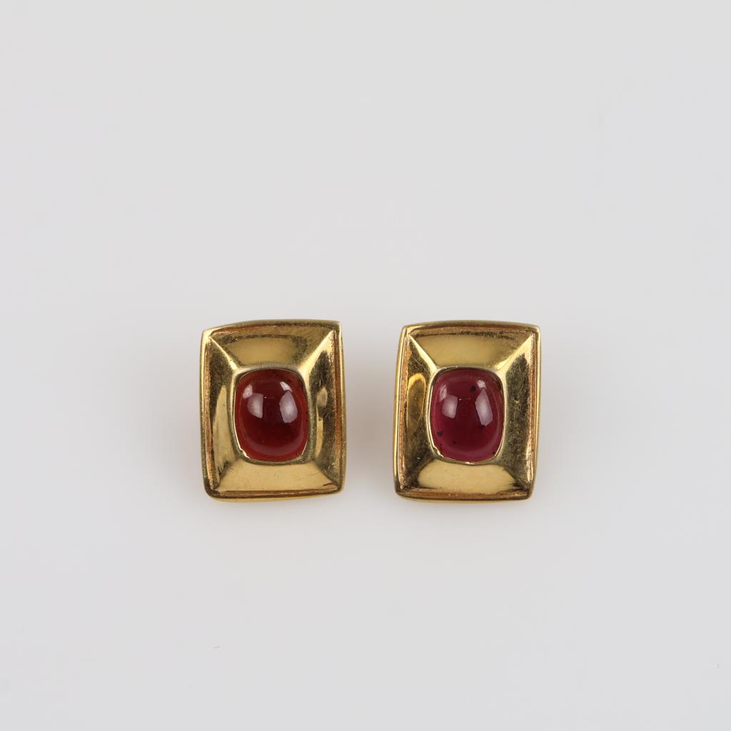 10kt Gold Red Stone Earrings | Property Room