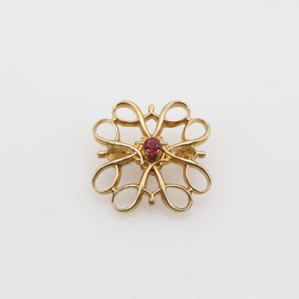 10kt Gold Red Stone Pin | Property Room