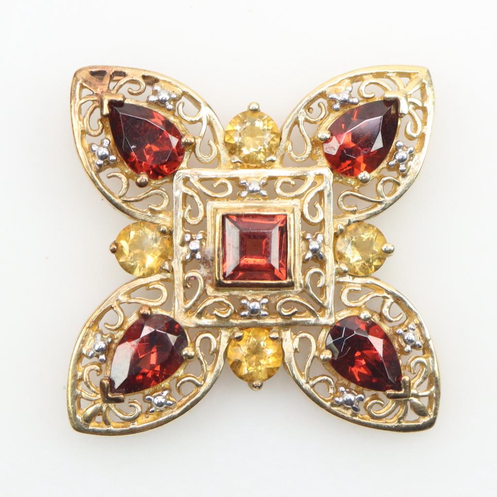 10kt Gold Red & Yellow Stone Pendant | Property Room