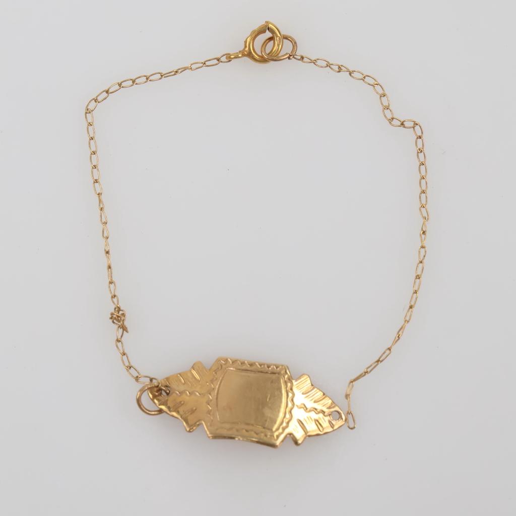 10kt Gold Small Initial Plate Bracelet | Property Room