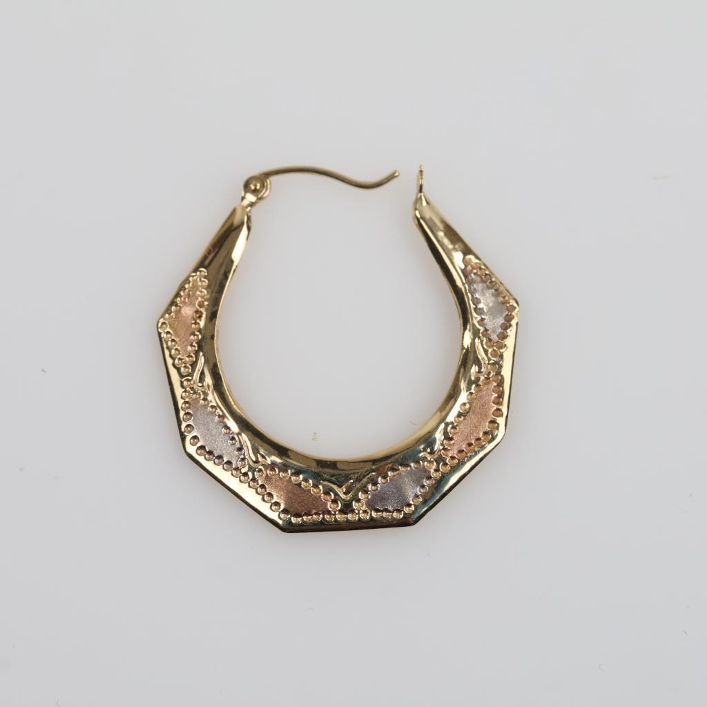 10kt Gold Tri-color Hollow Hoop Earring | Property Room