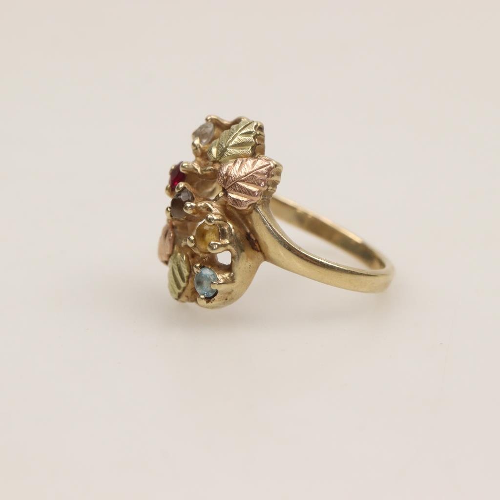 10kt Gold Tri-color Multi-color Stone Mothers Ring | Property Room