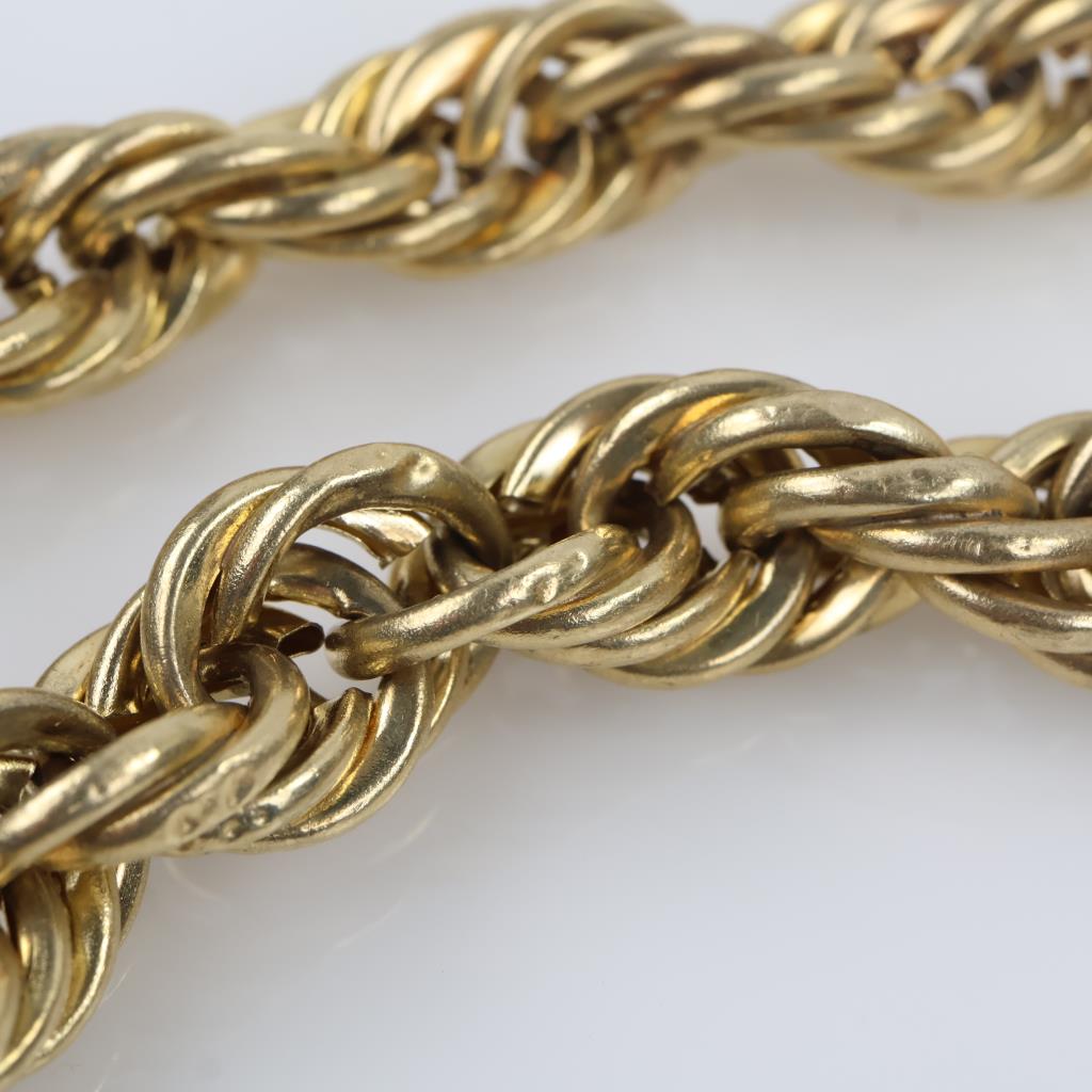 10kt Gold Twisted Rope Hollow Chain Necklace-Evaluated By Our Certified ...