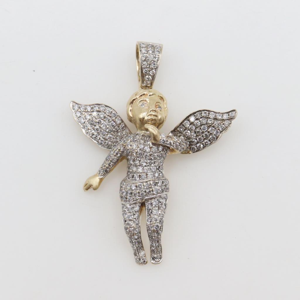 10kt Gold Two Tone Angle Diamond Pendant | Property Room